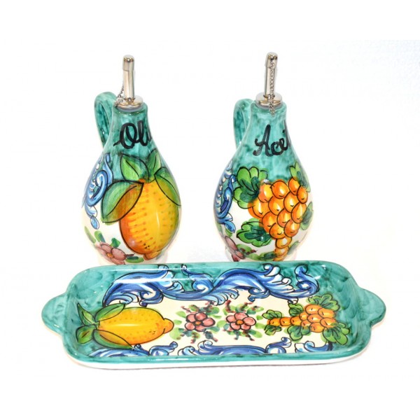 Set Olio - Aceto Barocco verde | Olio e Aceto | Piccadilly Costa d'Amalfi